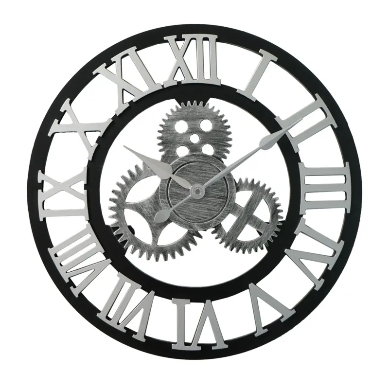 40/50cm Vintage Silent Wall Clock with Arabic and Roman Numerals and ...