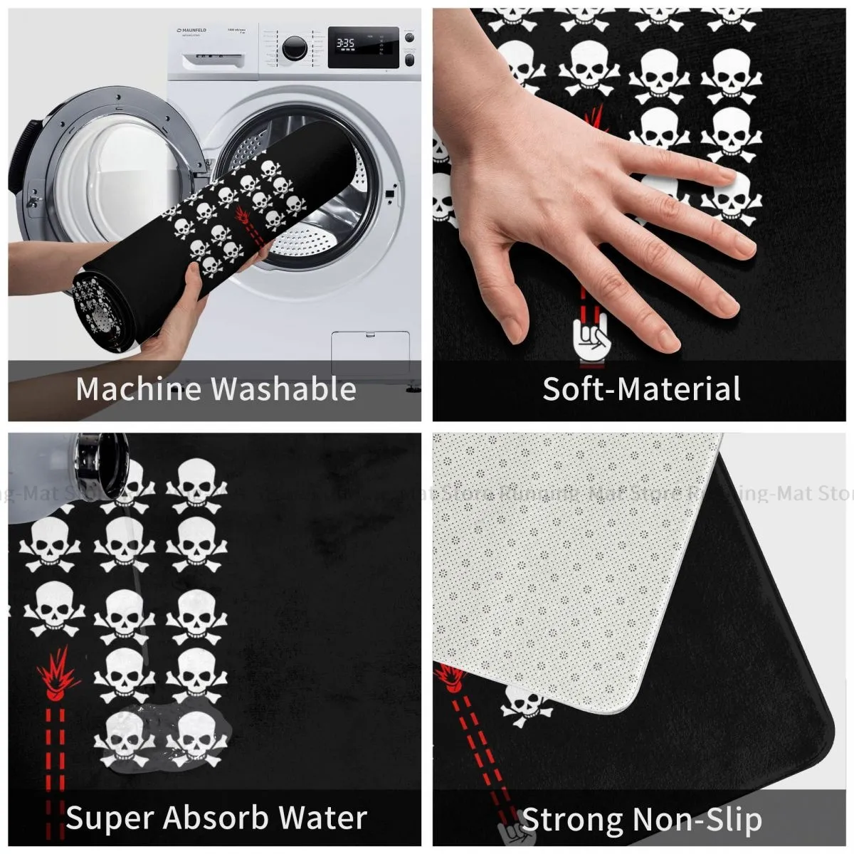 Space Invaders Game Anti-Slip Doormat Kitchen Mat Alien Rock Skulls ...