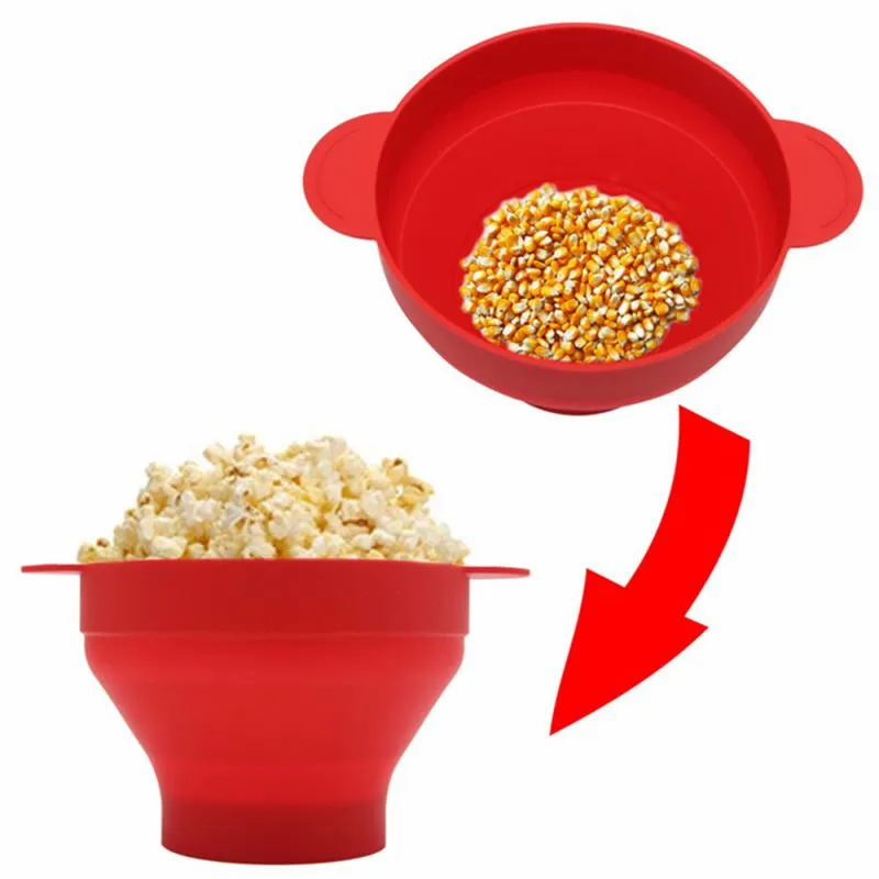 Foldable Microwave Popcorn Bowl with Lid - Silicone Baking Bucket, Shop ...
