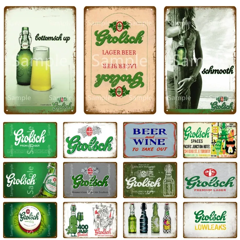 Vintage Grolsch Lager Beer Metal Sign Wall Art Plaque - Retro Tin Signs ...