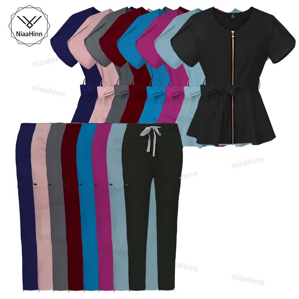 Solid-Color Breathable Medical Scrubs Set for Healthcare Professionals ...