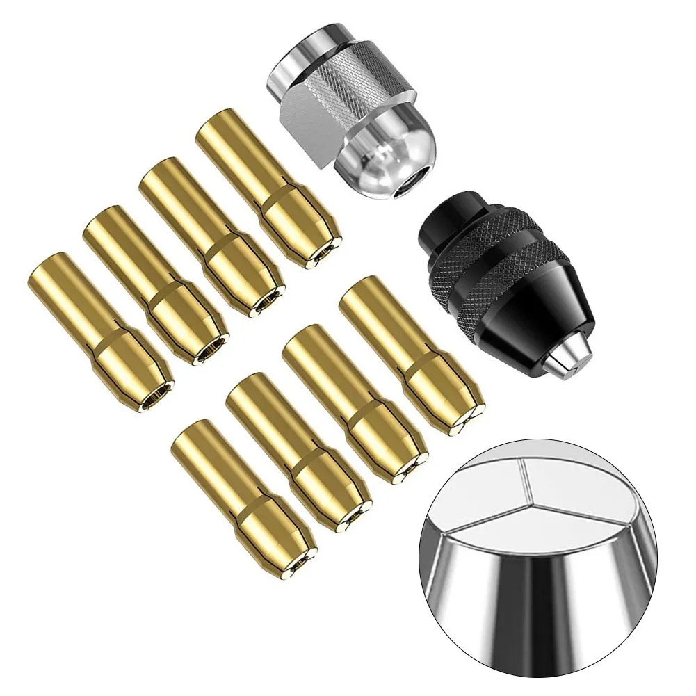 M8 Drill Collet Clamp Set: 10-Piece Quick-Change Brass Drill Bit Chuck ...