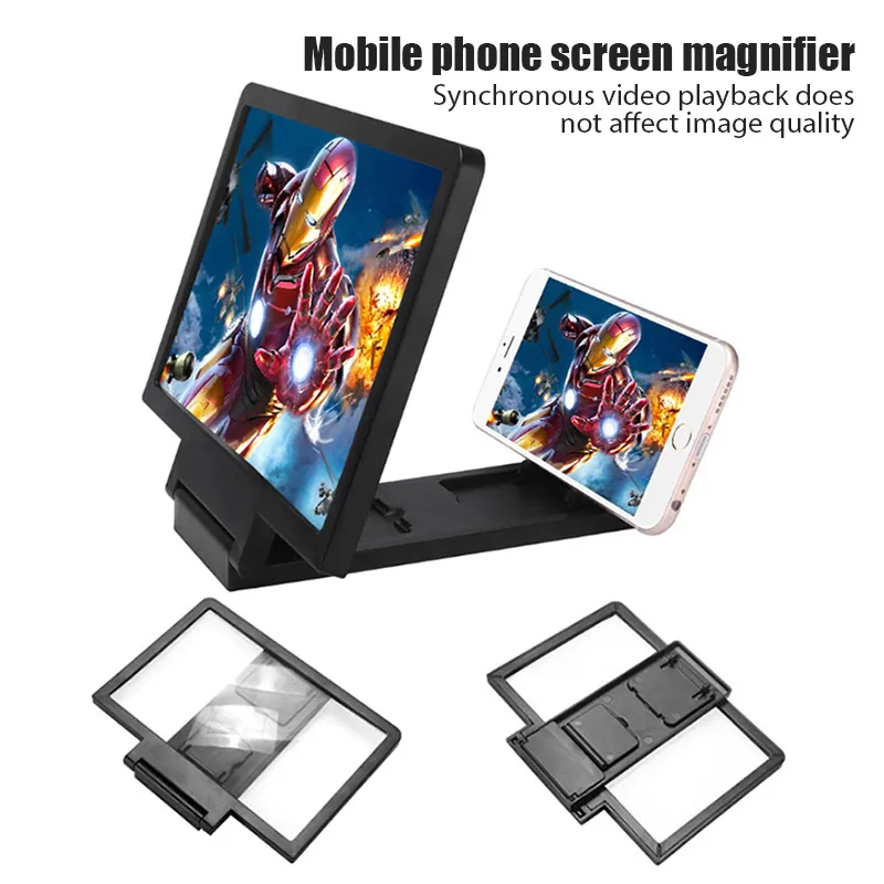 Cell Phone Magnifier Screen With Glass Stand HD Video Enlarger Bracket ...