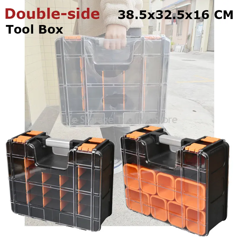 Plastic Tool Box Organizer Double Sided Multi Grid Parts & Electronic ...