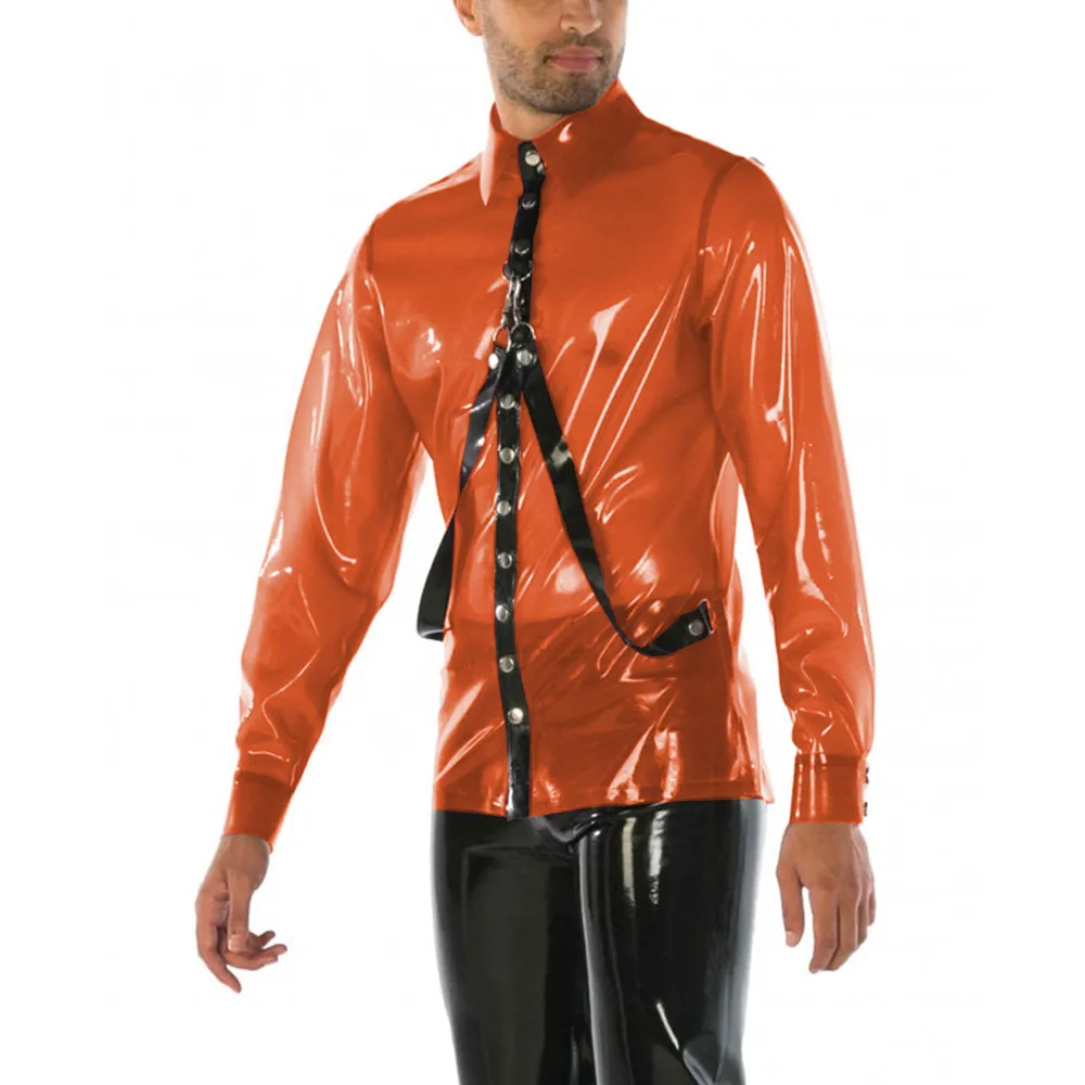 Seductive PVC See-Through Blouse for Men, Long Sleeve Exotic Clubwear ...