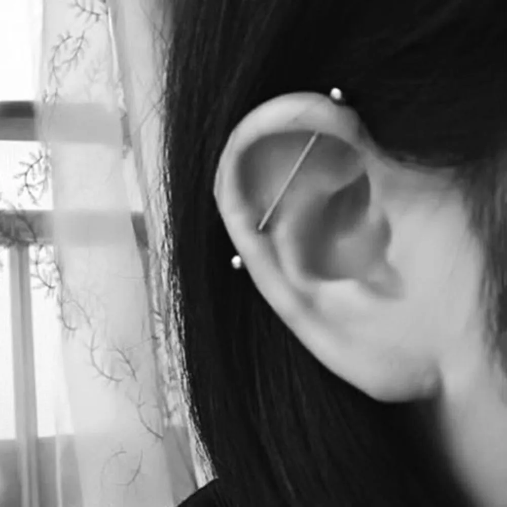 Industrial Barbell Cartilage Silver Ear Cuff Set In 6 Sizes 28mm 40mm For Body Piercing Jewelry From Ddmyday 8.78 DHgate.Com