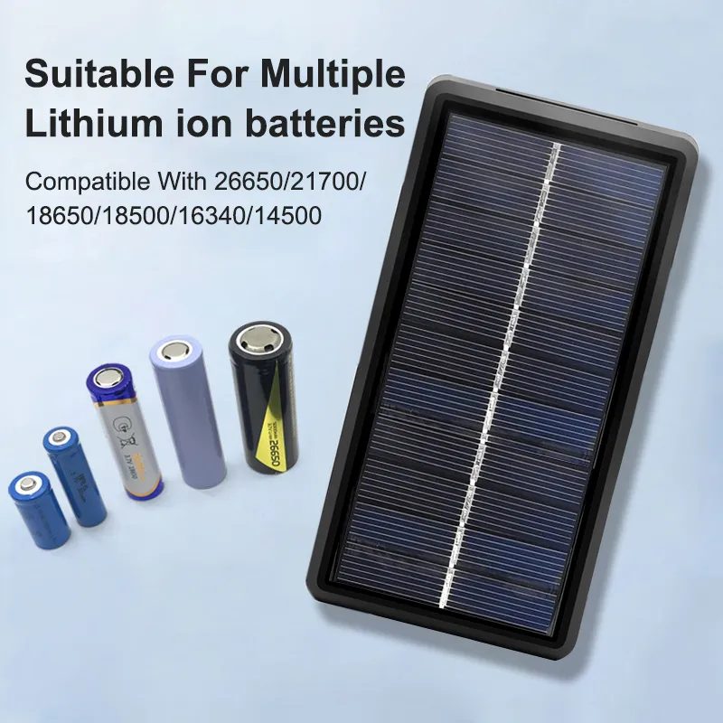 Solar-Powered Type-C Lithium Battery Holder for 18650 Battery Box Power ...