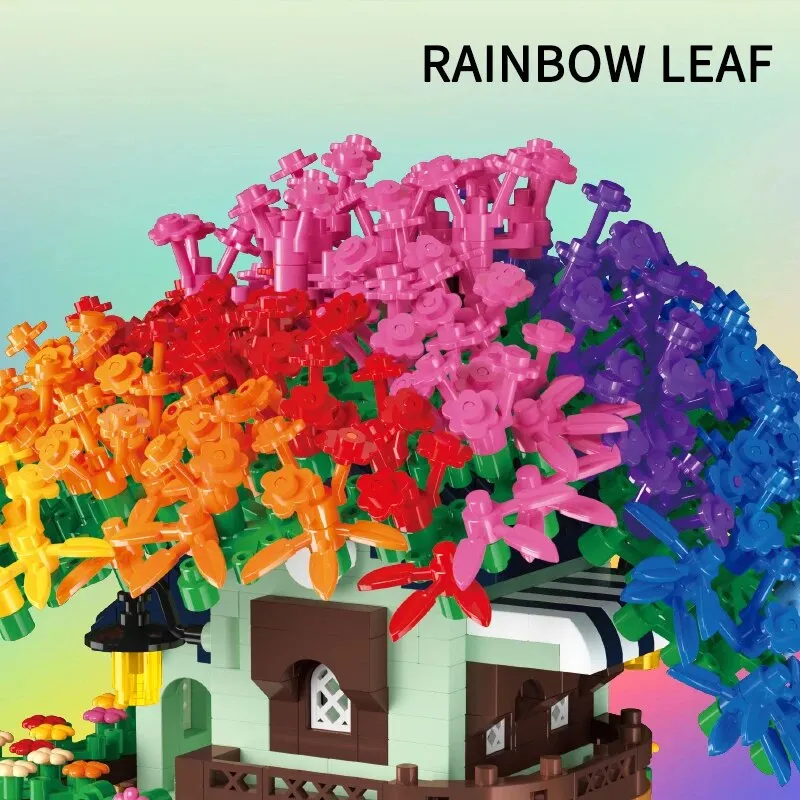 Rainbow Sakura Tree House Building Blocks Creative City Street View ...