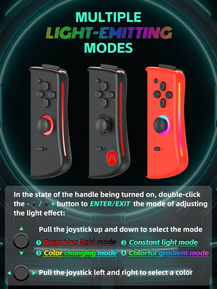 Gaming Controller Joycons: Precision Joystick Game Console, RGB Gamepad ...