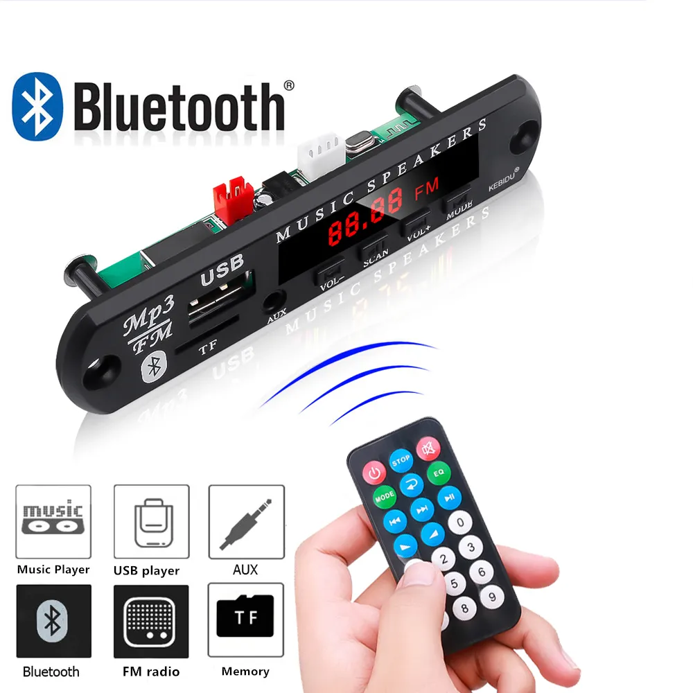 KEBIDU DC 6V-24V Bluetooth 5.0 Car Audio MP3 WMA WAV Decoder Module USB ...