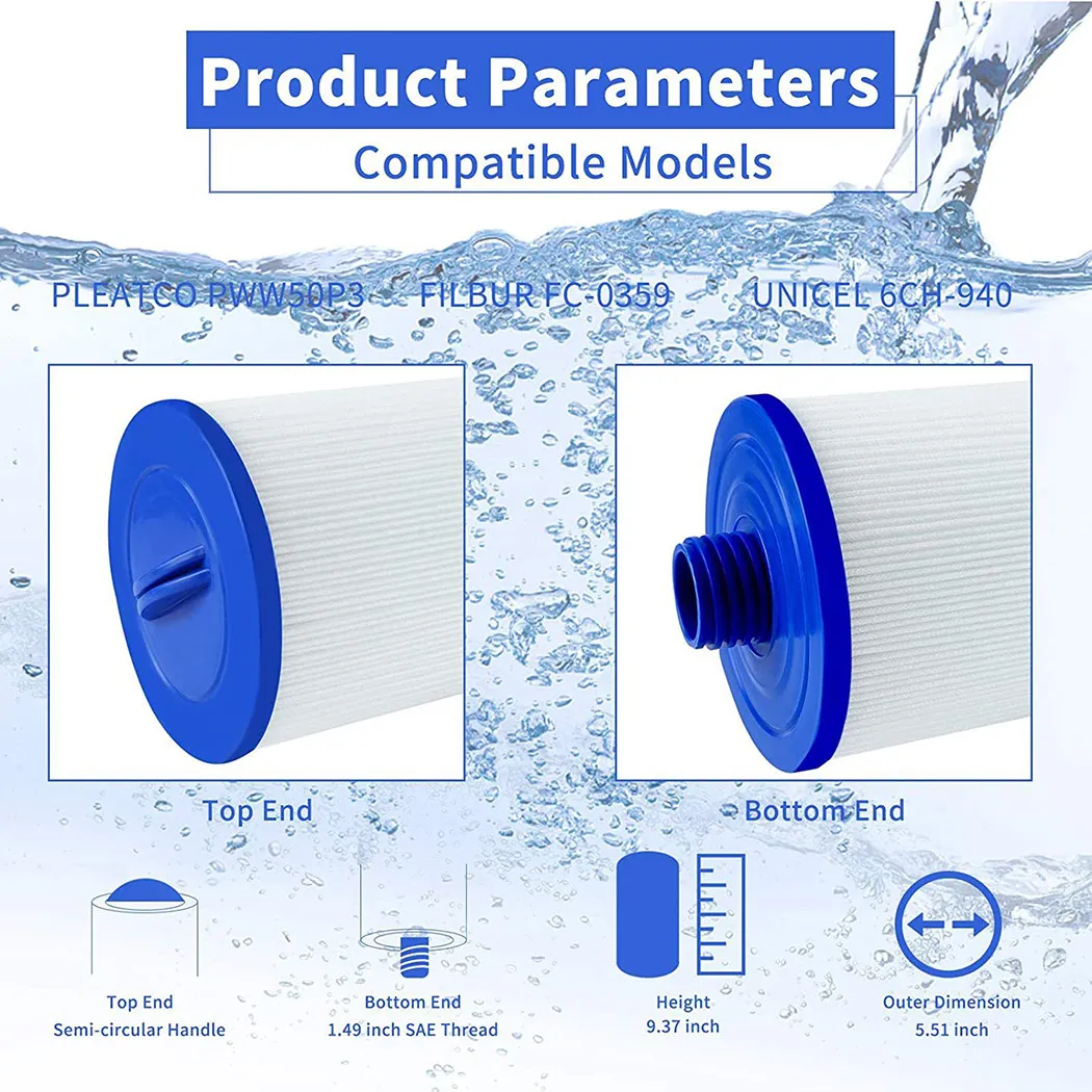 PWW50 6CH-940 Superior Spa Replacement Filter Cartridges for Hot Tubs 4 ...