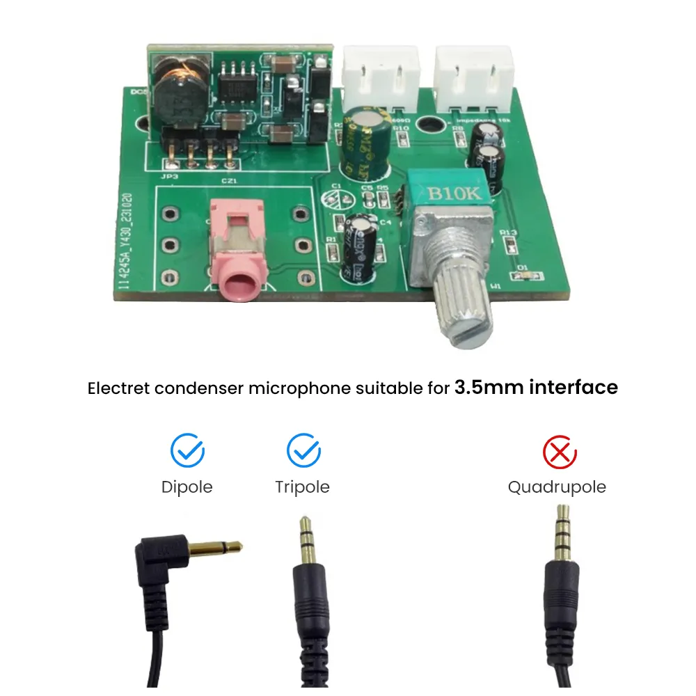 5mm Dynamic Condenser Microphone Amplifier Board with Preamp and Pickup ...
