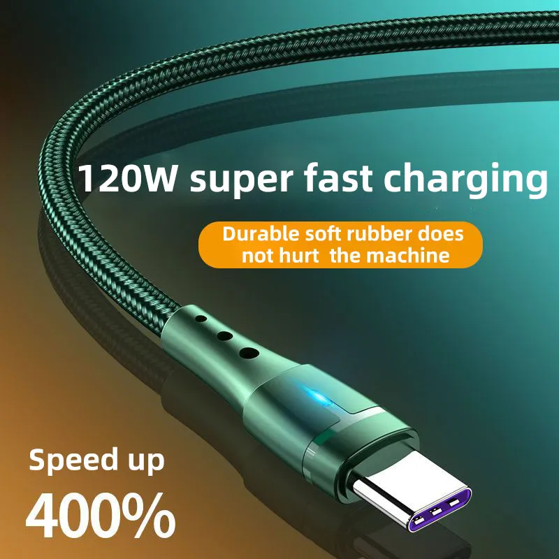 120W USB C Cable 6A Fast Charging Type C Wire Compatible With Huawei ...