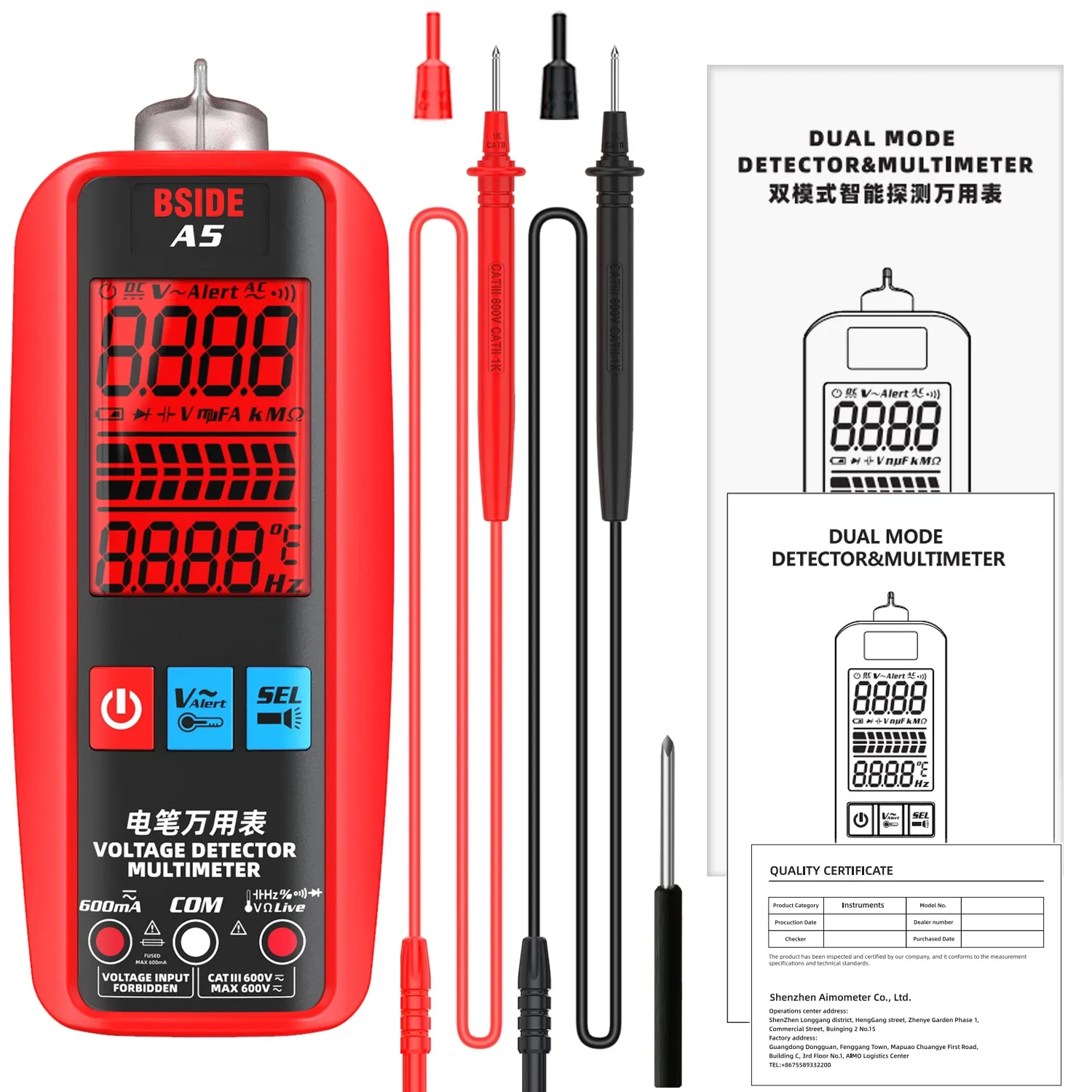 A5/A5X Smart Digital Multimeter AC DC Current VFC NCV Live Wire Ohm ...