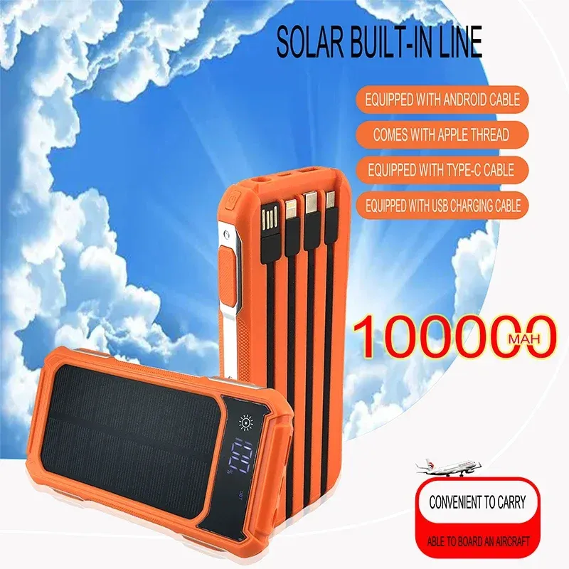 High-Capacity Solar Power Bank: 100000mAh, Waterproof & Portable. Never ...