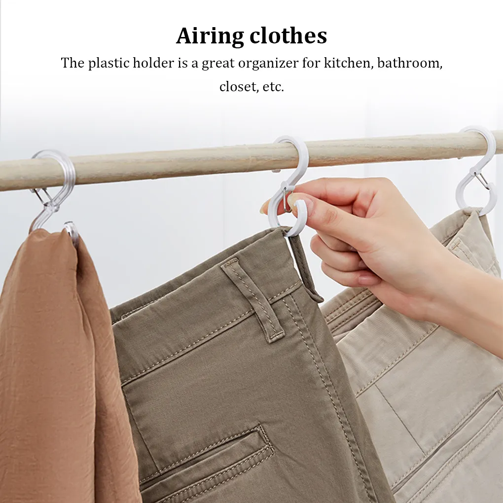 S-Hook with Buckle: 8 Pack Bathroom Lock Hangers, Transparent Wardrobe ...