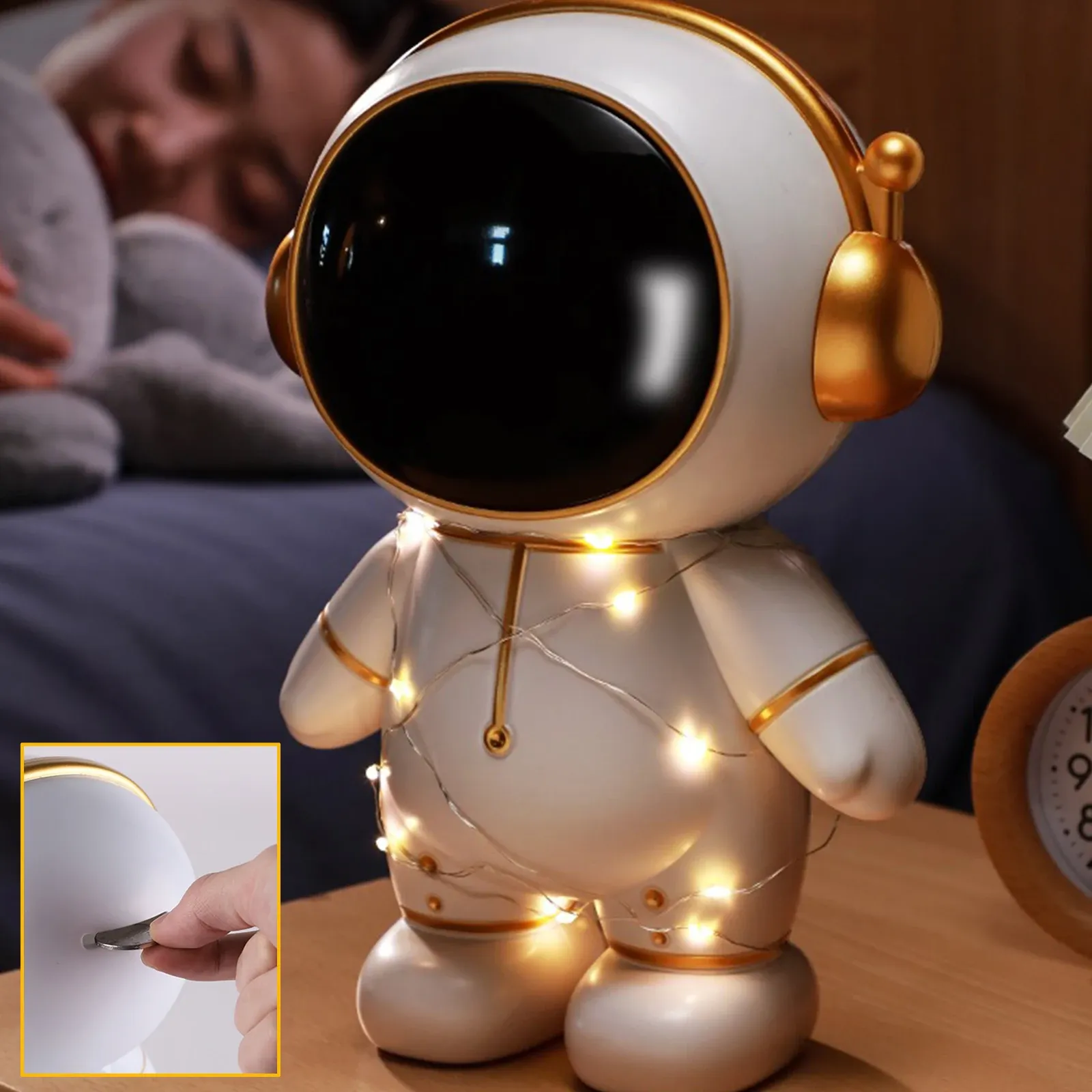 Spaceman Piggy Bank With Lights, Unbreakable Coin Saving Box, Astronaut ...