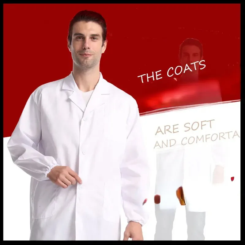 White Lab Coat for Medical Professionals and Pet Grooming, Long and ...