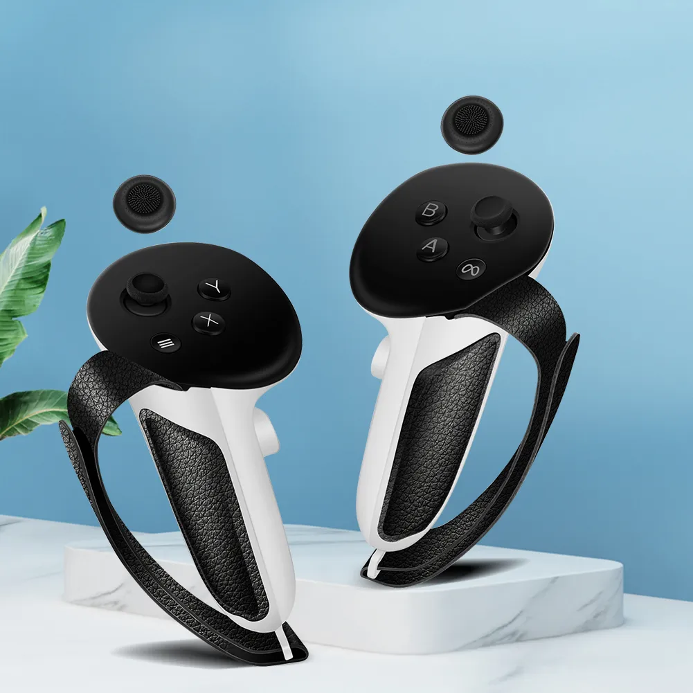2024Quest 3 PU Leather Controller Grips Cover, Full Protection VR Grips ...