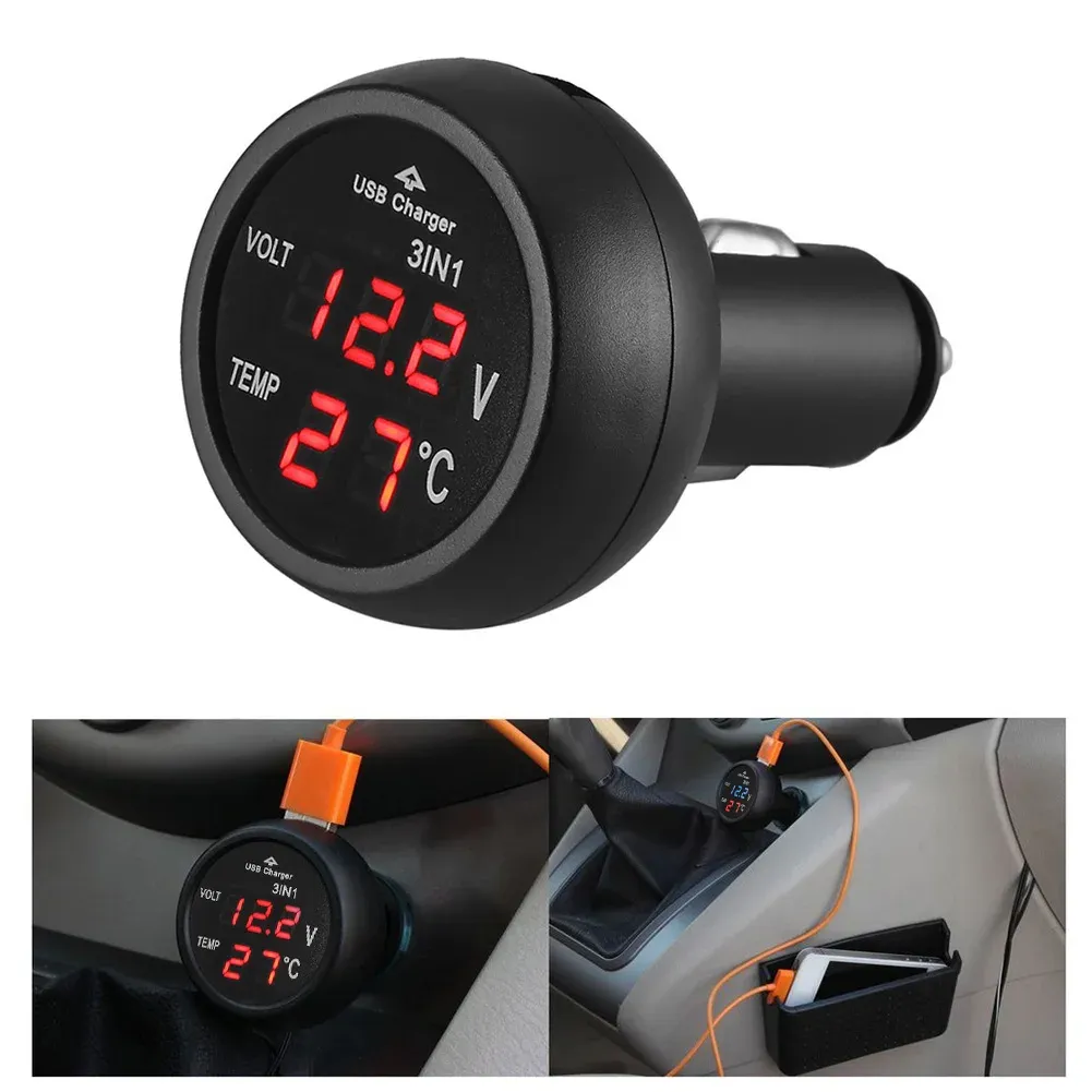 DHgate.com:3-in-1 Digital Voltmeter: USB Car Charger & Thermometer, 12 ...