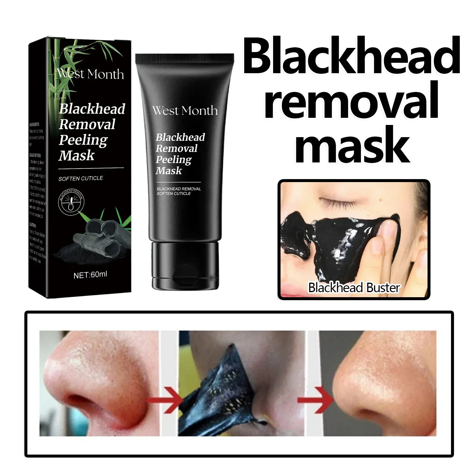 DHgate.com:West & Month 60ml Black Mask: Pore Shrinking & Deep ...