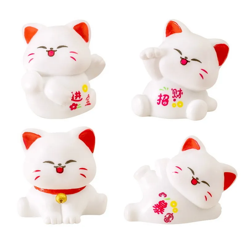 Cartoon Cat Car Ornaments, DIY 3D Lucky Fortune Cats Miniature Doll ...