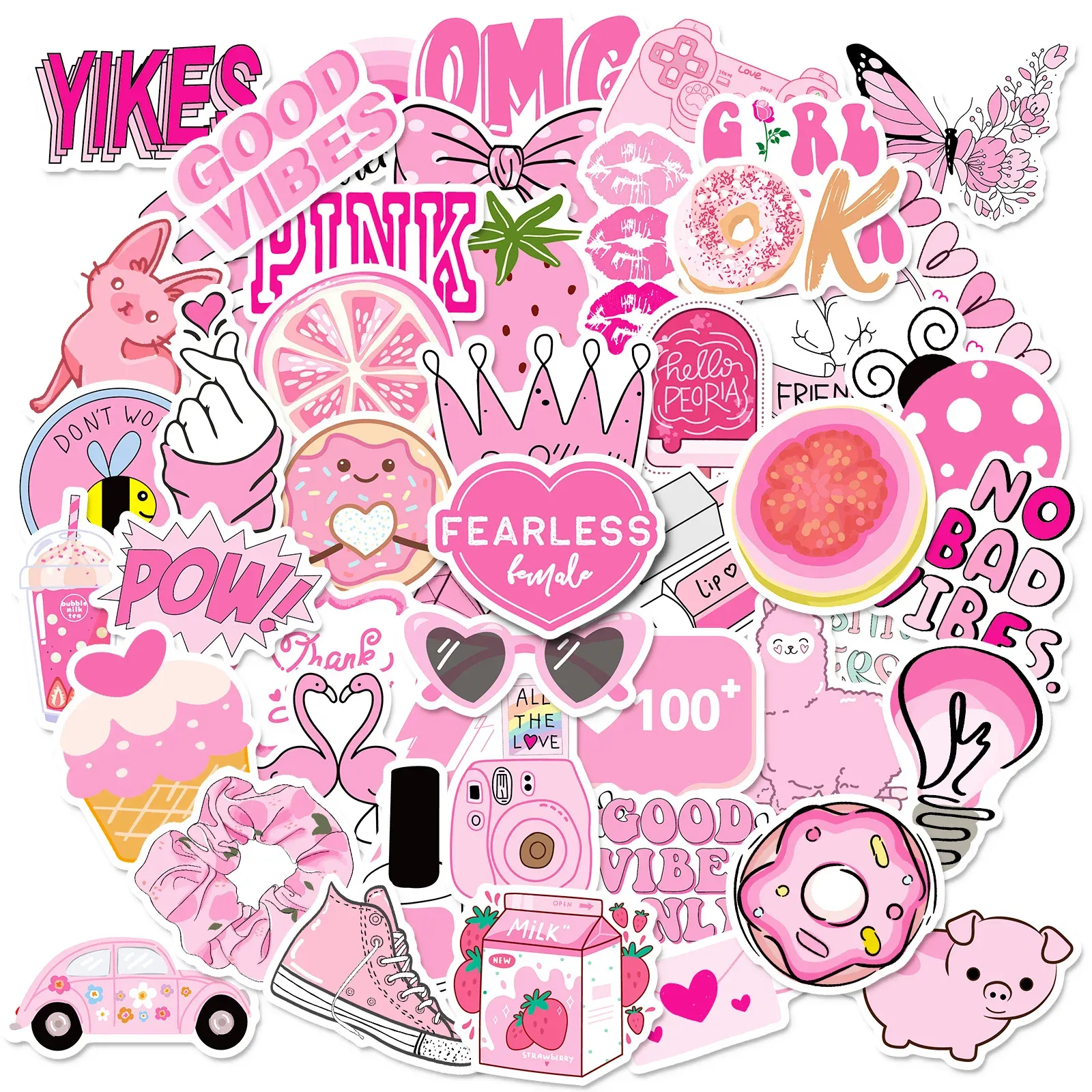 Wholesale Cute Pink VSCO Girl Pink Stickers Waterproof Decals For ...