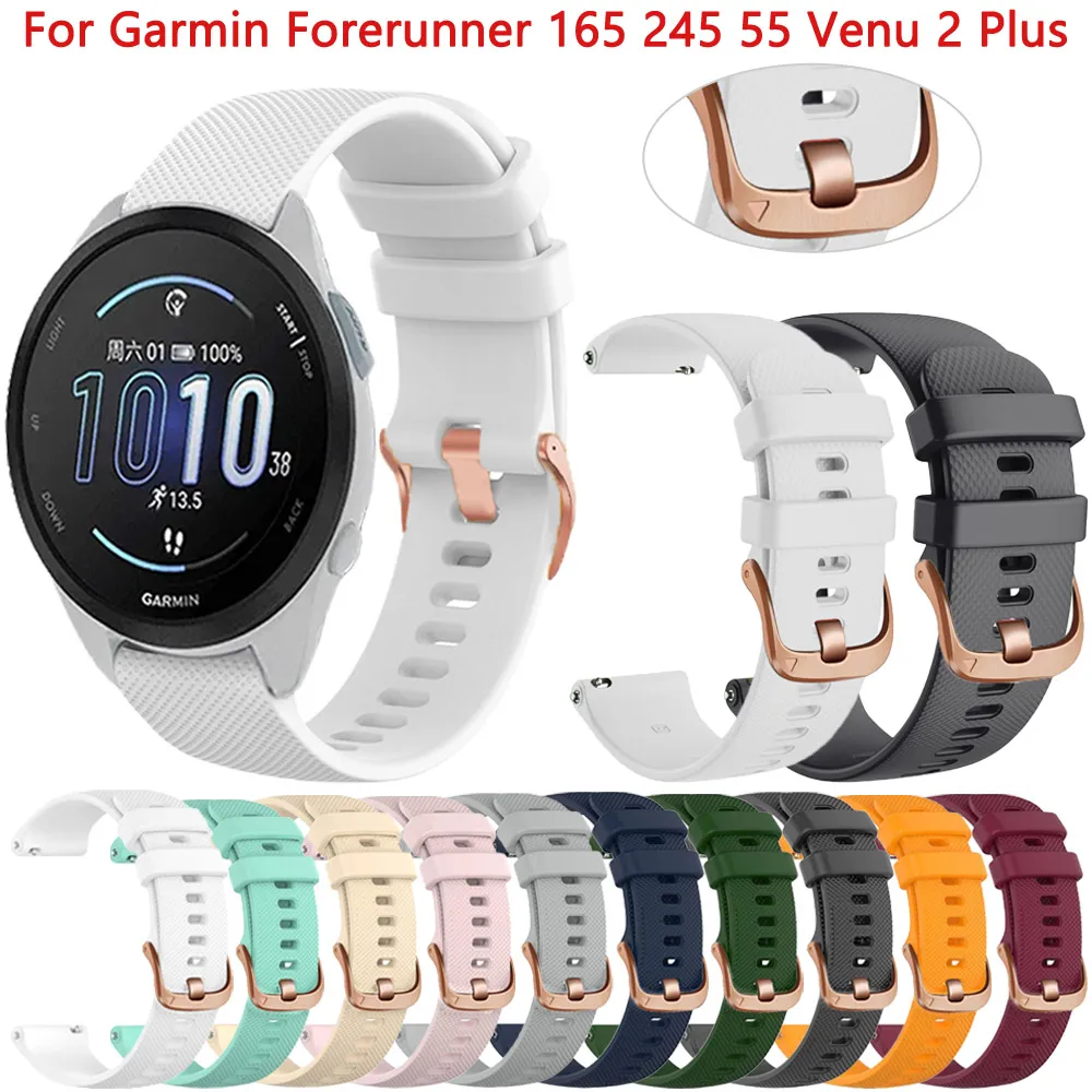 20mm Quick Release Watch Band - Soft Silicone Wrist Strap for Garmin ...