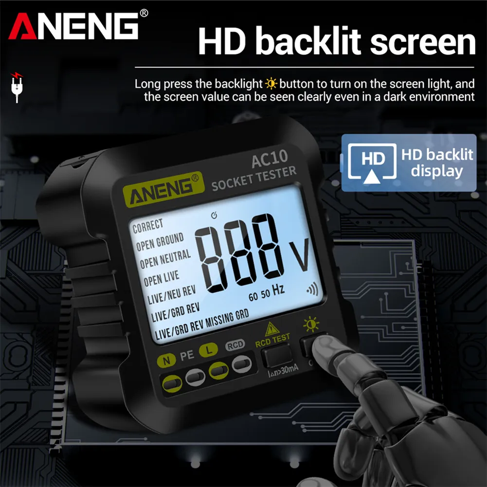 DHgate.com:2024 ANENG AC10 Socket Tester - Zero Line Plug Polarity ...