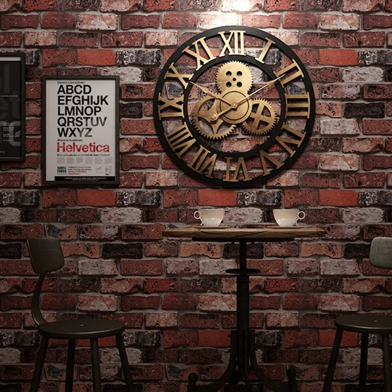 40/50cm Vintage Silent Wall Clock with Arabic and Roman Numerals and ...