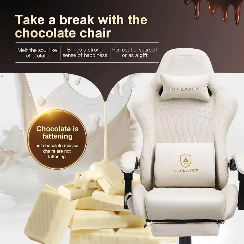 GTPLAYER Premium Leather Computer Gaming Chair - Luxurious Comfort and ...