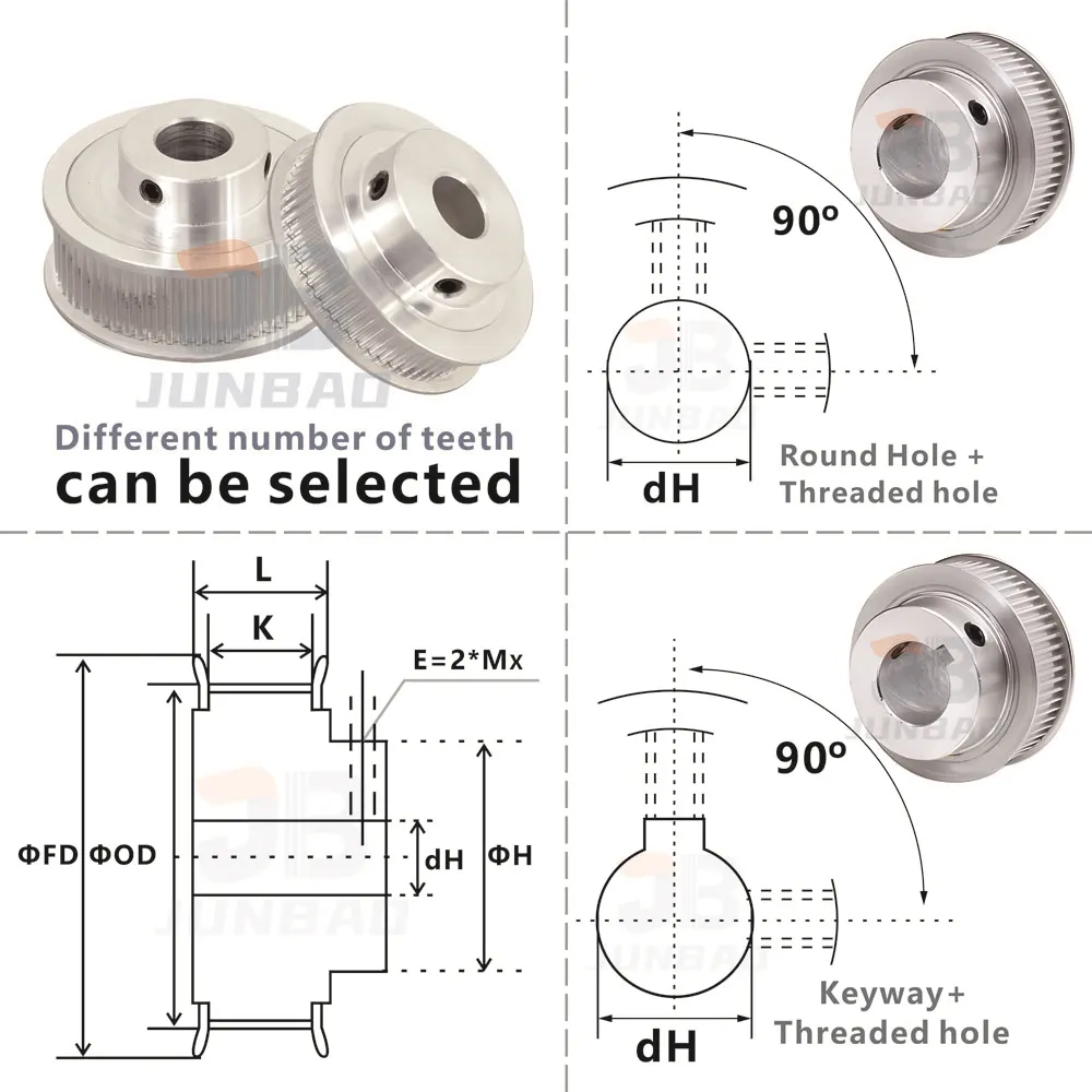 2GT Synchronous Wheel GT2 Timing Pulley 28T 32T 36T 48T Width 6 10 15MM ...