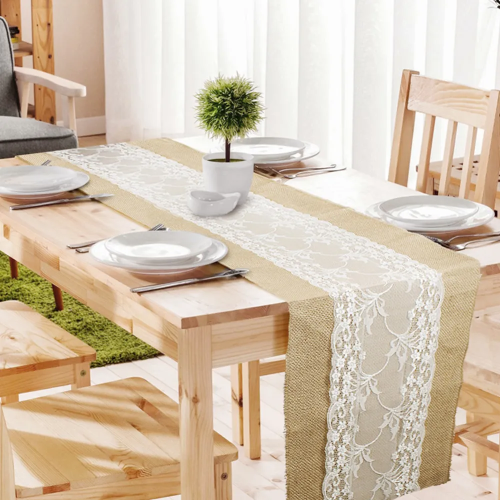 Natural Linen Table Runner - Rustic Burlap Decorative Tablecloth for ...