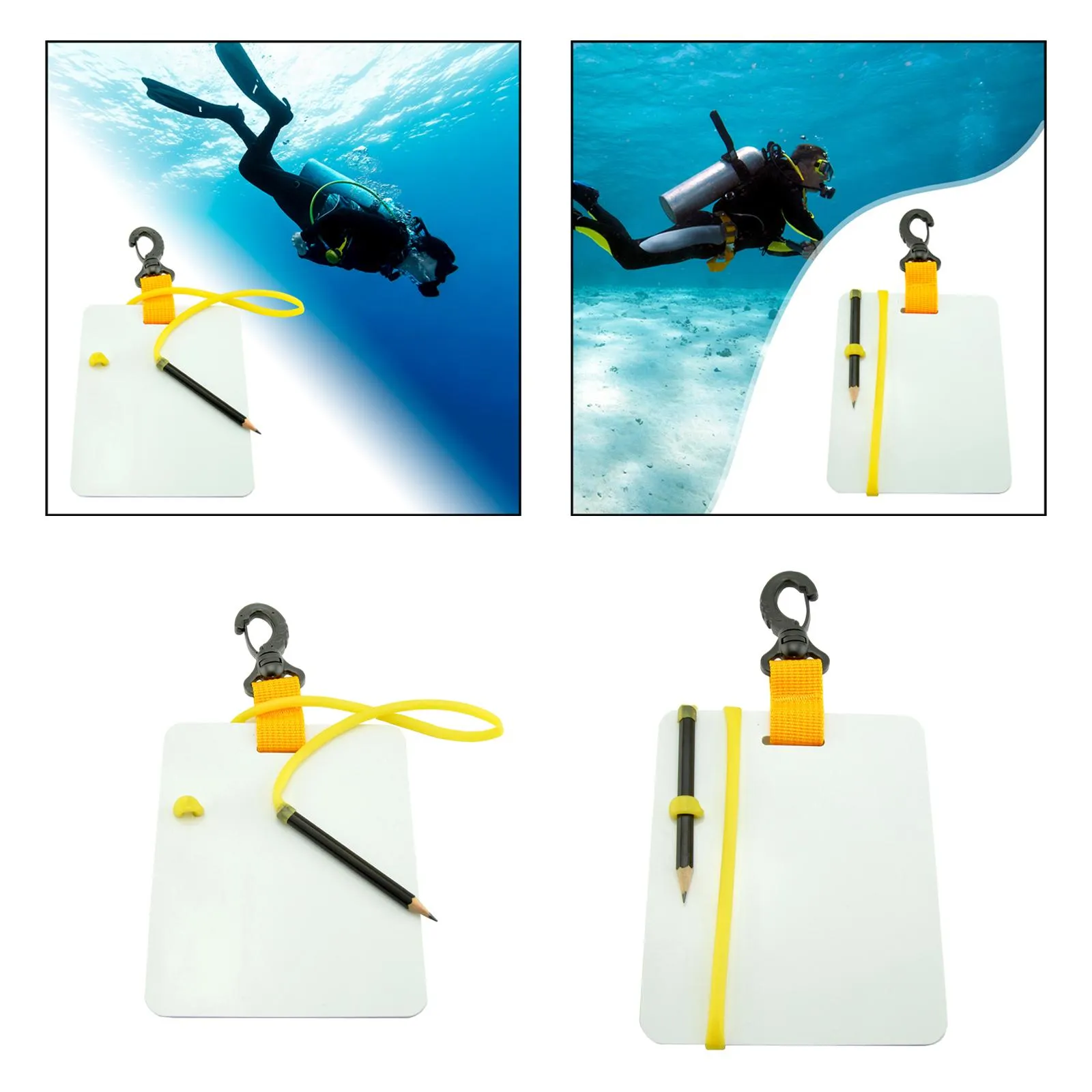 Waterproof Communication Diving Slates with Pencil and Clip - 2-Pack ...