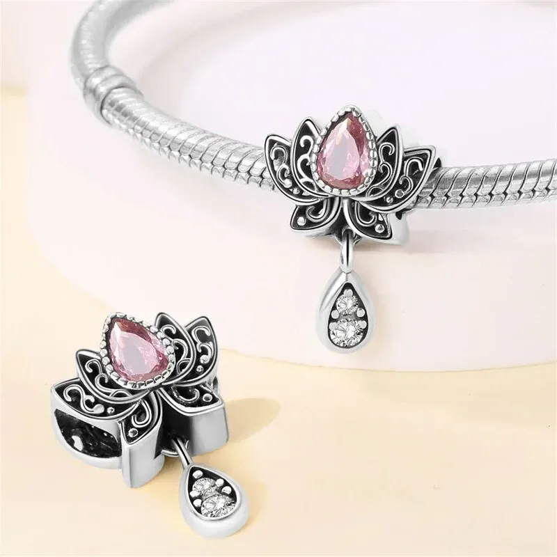 CODEDOG Romantic Series Lotus Charm in Silver Color for 3MM Snake Bone ...
