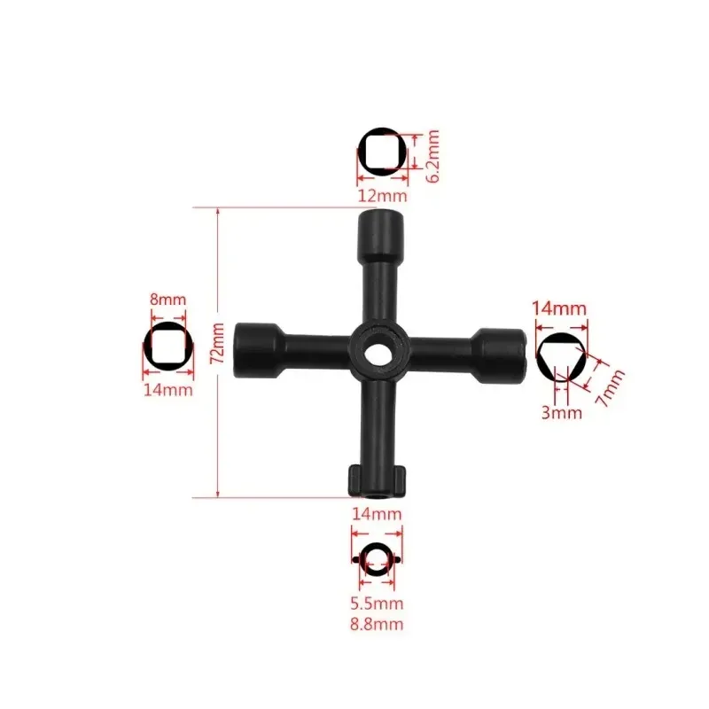 Electric Control Cabinet Elevator Water Meter Valve Key Black Cross ...