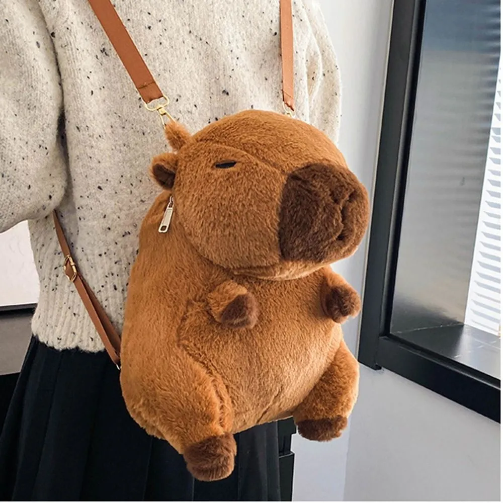 Animal Plush Backpack Kawaii Capybara Doll Shoulder Bag, Soft Plush ...