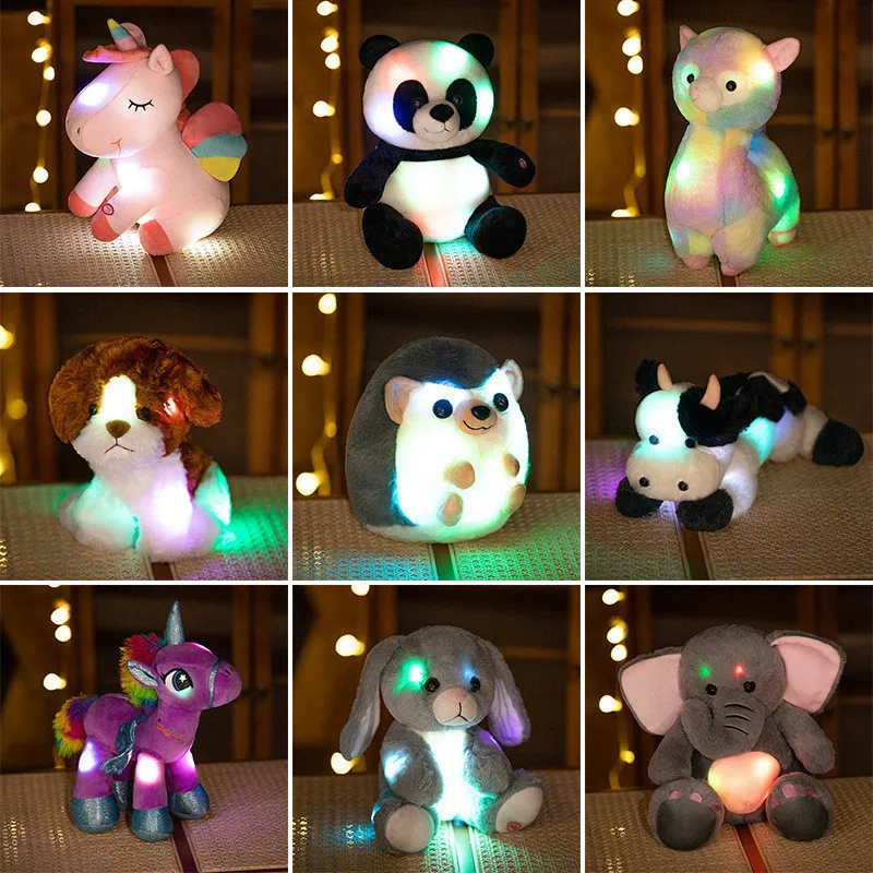 Light Up Stuffed Animal: Soft Plush Toy With LED Heart Colorful Glowing ...