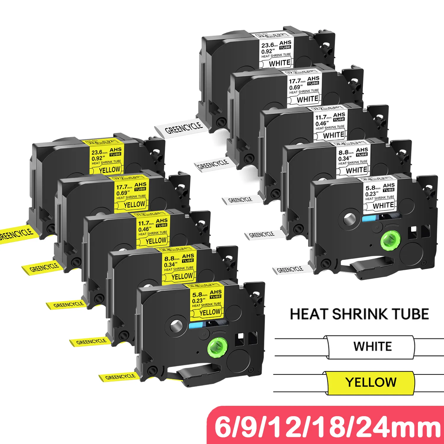 6/8/10 Packs Heat Shrink Tube Tape for Brother HSe-231, 221, 211, 241 ...