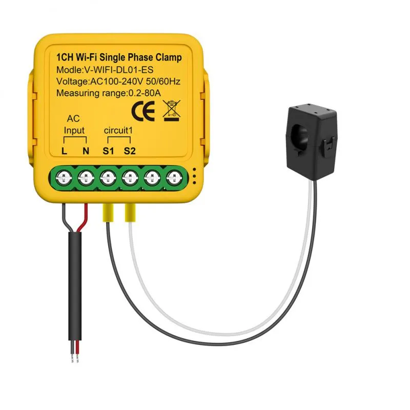 WiFi Energy Meter With Current Clamp: 80A Digital Power Monitor For ...