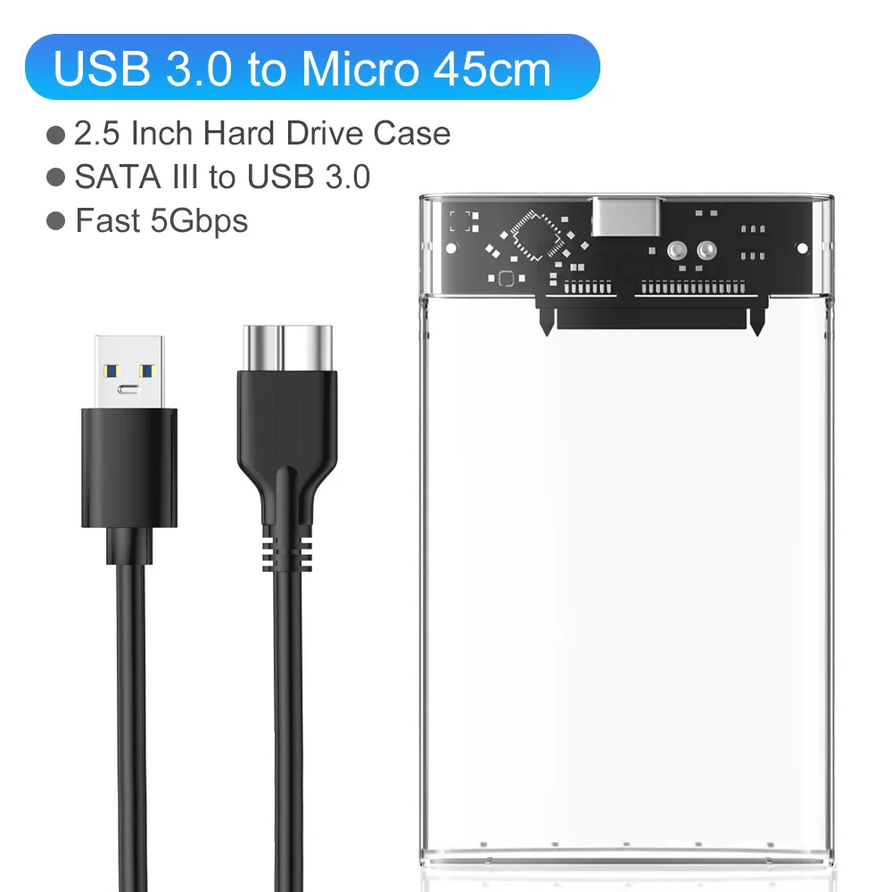 ELECTOP MicroB USB3.0 HDD Enclosure USB 3.1 Type C Case Support 2.5 ...