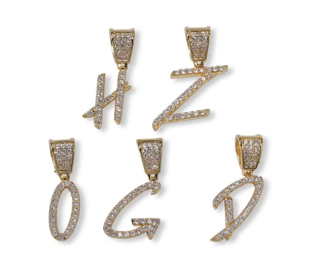 Iced Out Brush Font Letters Name Pendant Chain With Zirconia Bling For ...