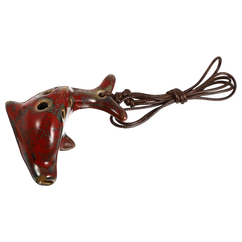 Ocarina Musical Instrument Dolphin Shaped 6-Hole White Porcelain ...