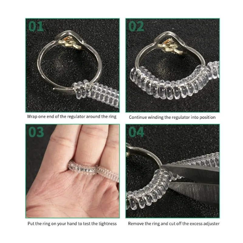 Clear Silicone Ring Guard Set, Soft Spiral Ring Tighteners, Ring Size ...