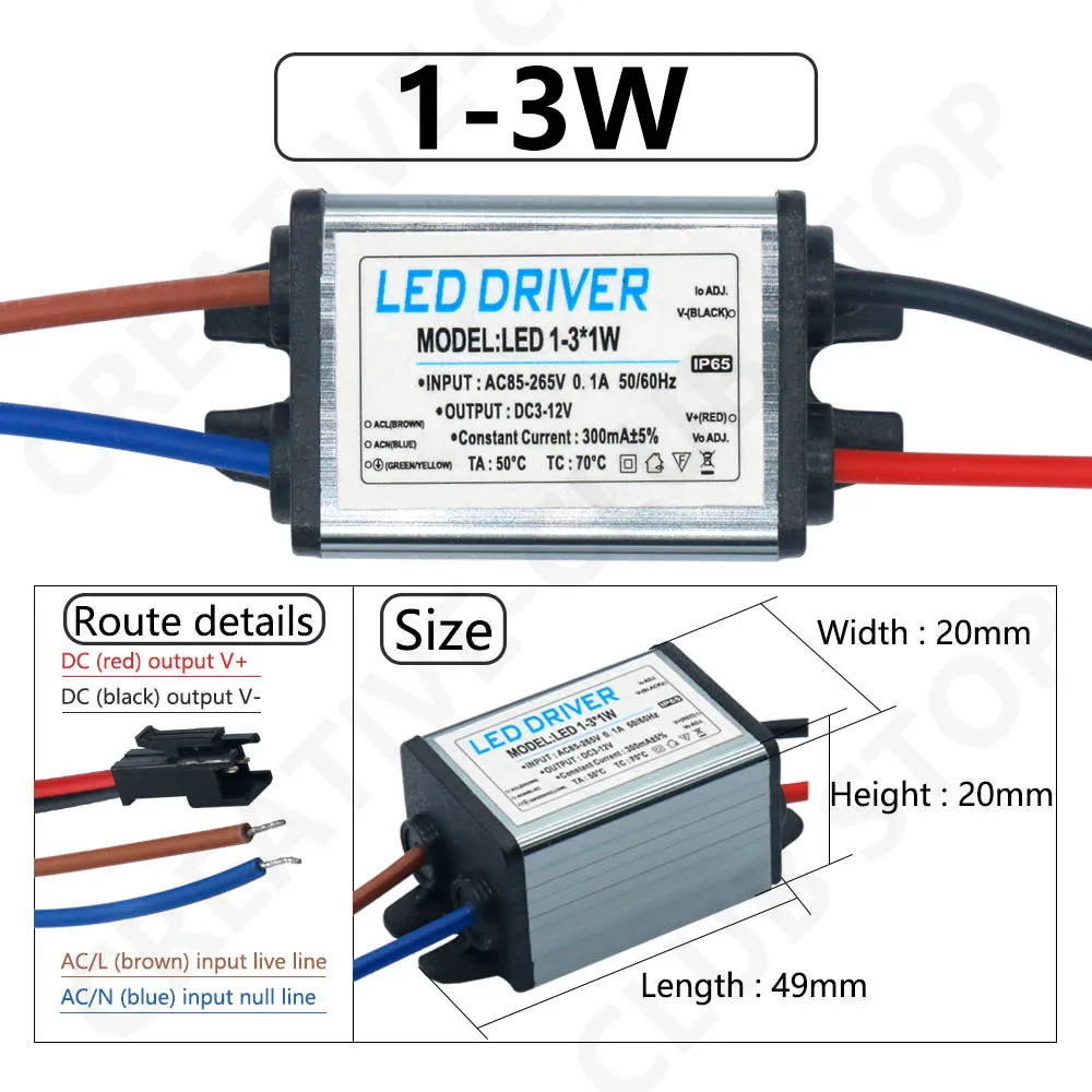 DHgate.com:IP65 Waterproof LED Driver 1-3W to 25-36W Power Supply ...