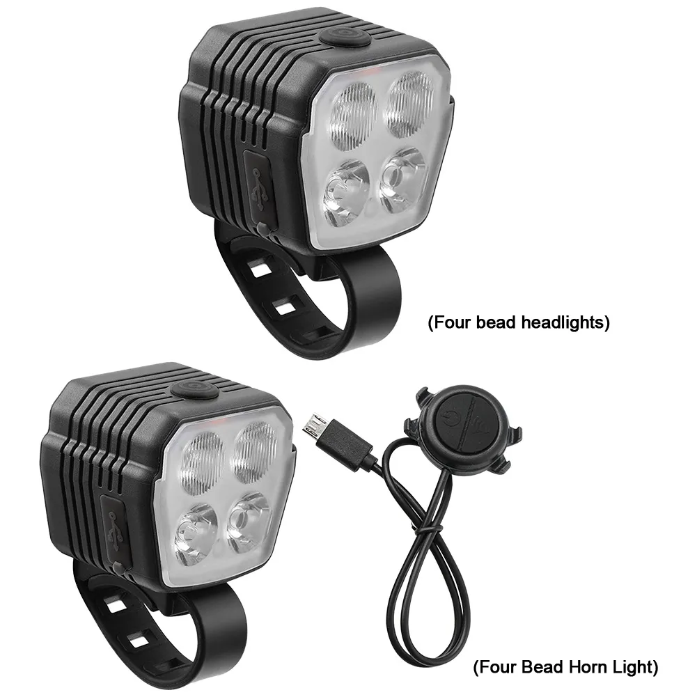LED Bike Front Light USB Rechargeable with Horn and 7 Light Modes for ...