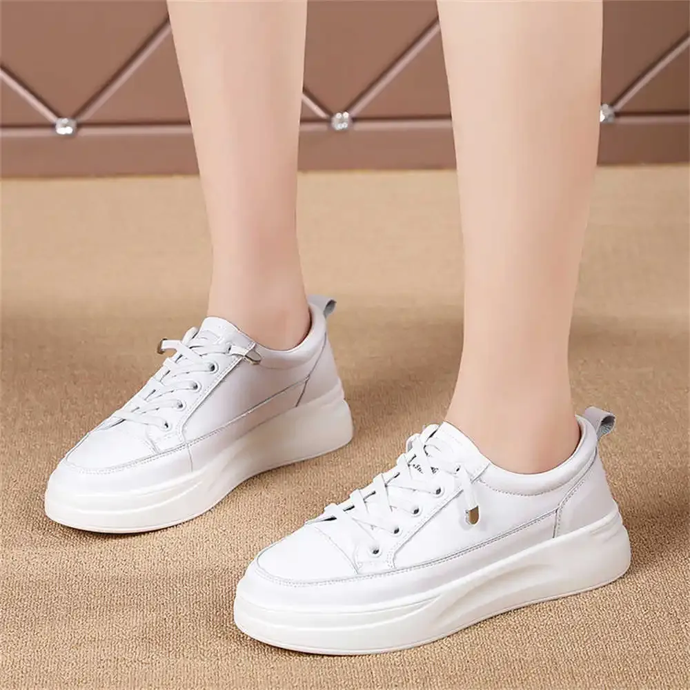 Luxury Womens Vulcanized Sneakers Small Size White Lace Up Sports Shoes ...