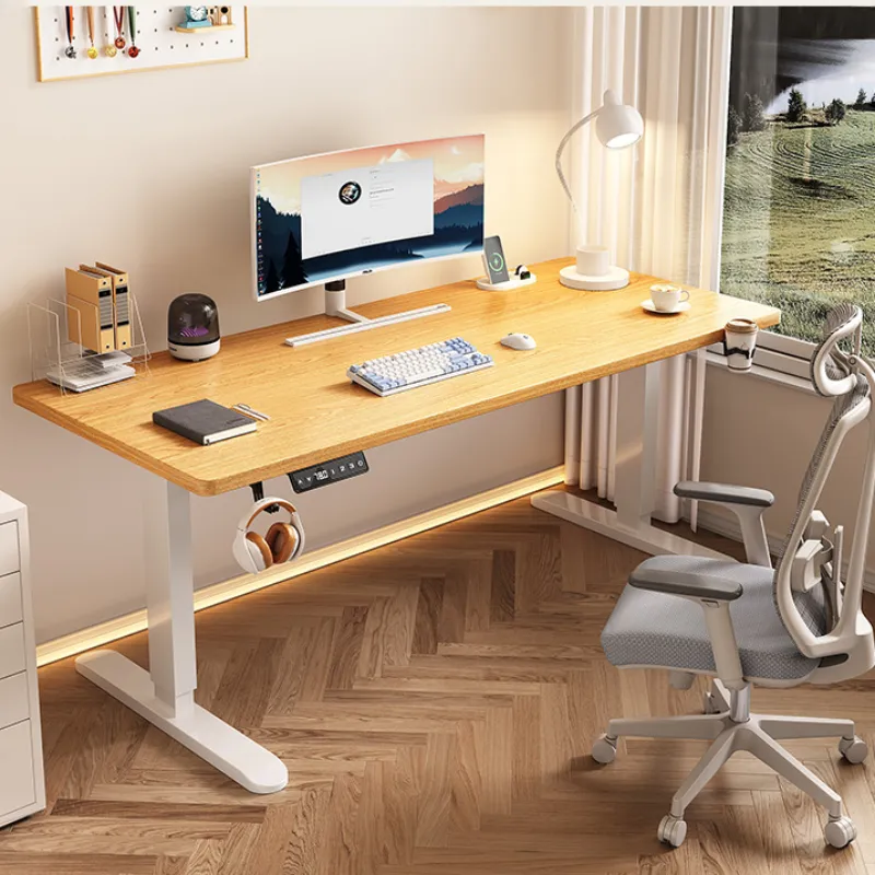 Electric Wood Computer Desk Height Adjustable Smart Office Table Home Office Furniture with Lifting Mechanism Ergonomic Sit Stand Gaming Desk