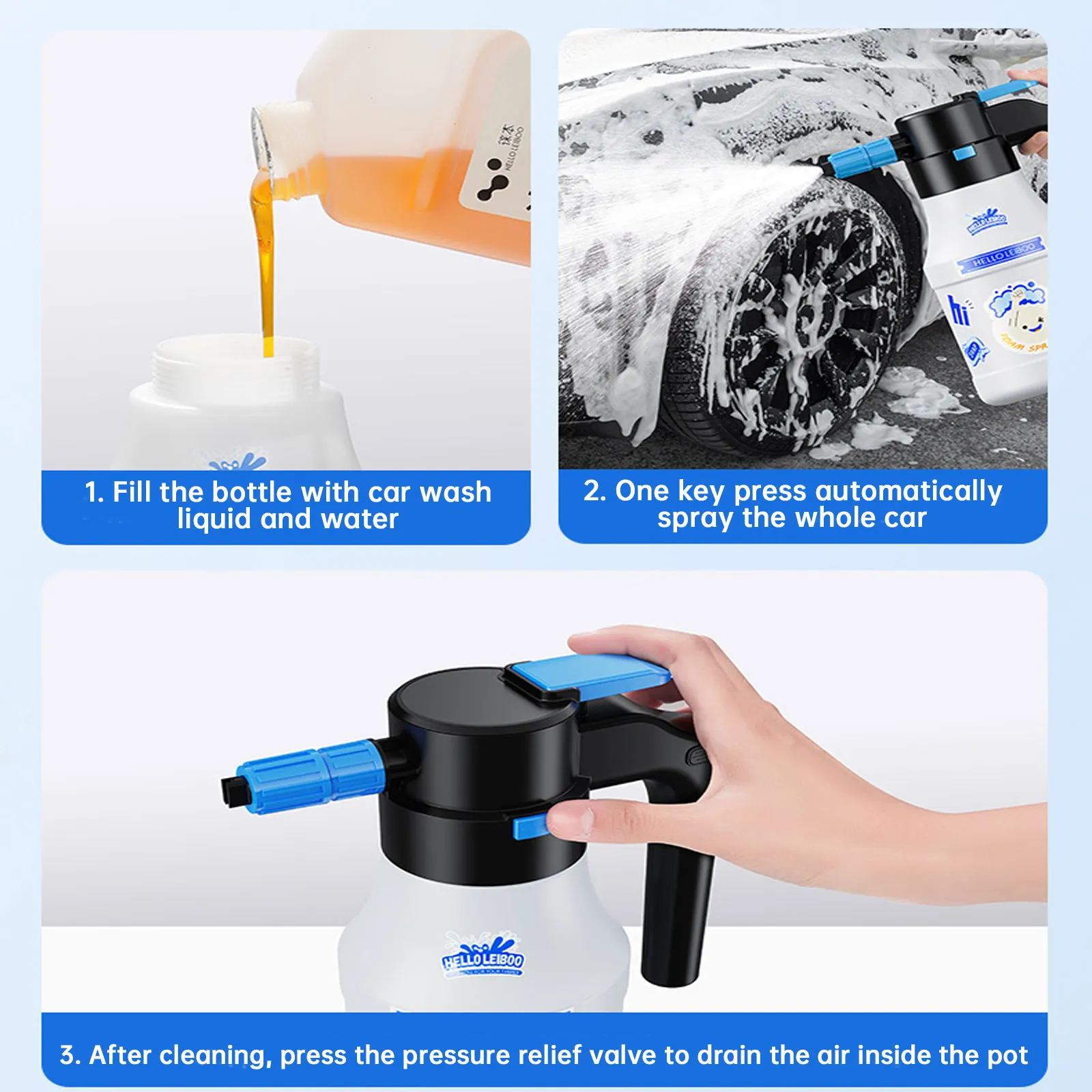 Electric Foam Sprayer 1.5L Foam Generator with 2600mAh Lithium Battery ...
