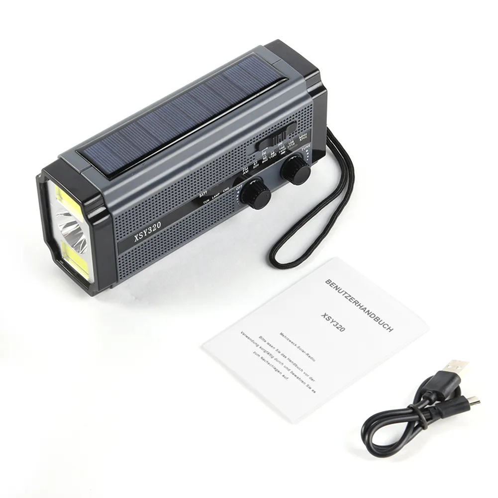 DHgate.com:Grey Solar Hand Crank Emergency Radio Flashlight Reading ...